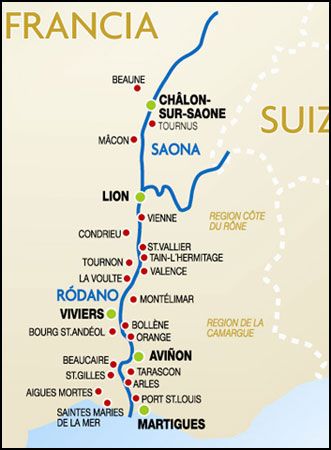 Rio Ródano - Itinerarios :: Cruceros fluviales ababorcruceros.com